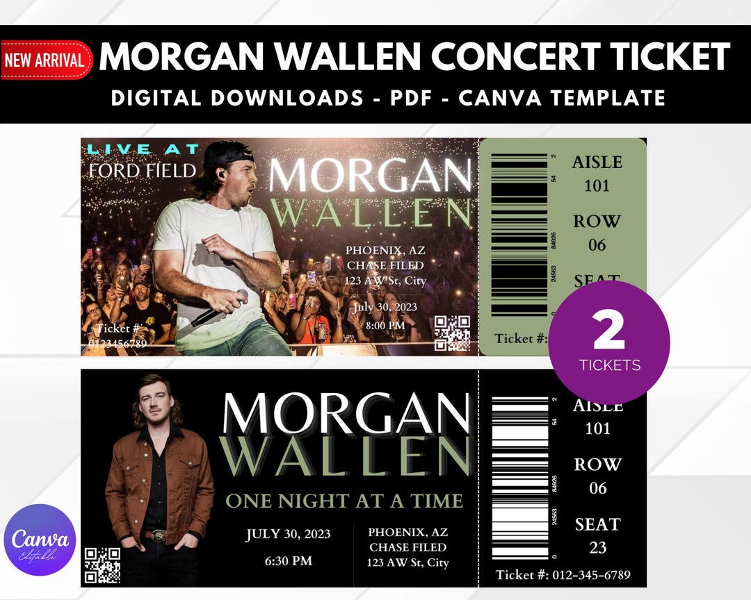 Editable Morgan Wallen Concert Ticket Template Concert Ticket Gift ...