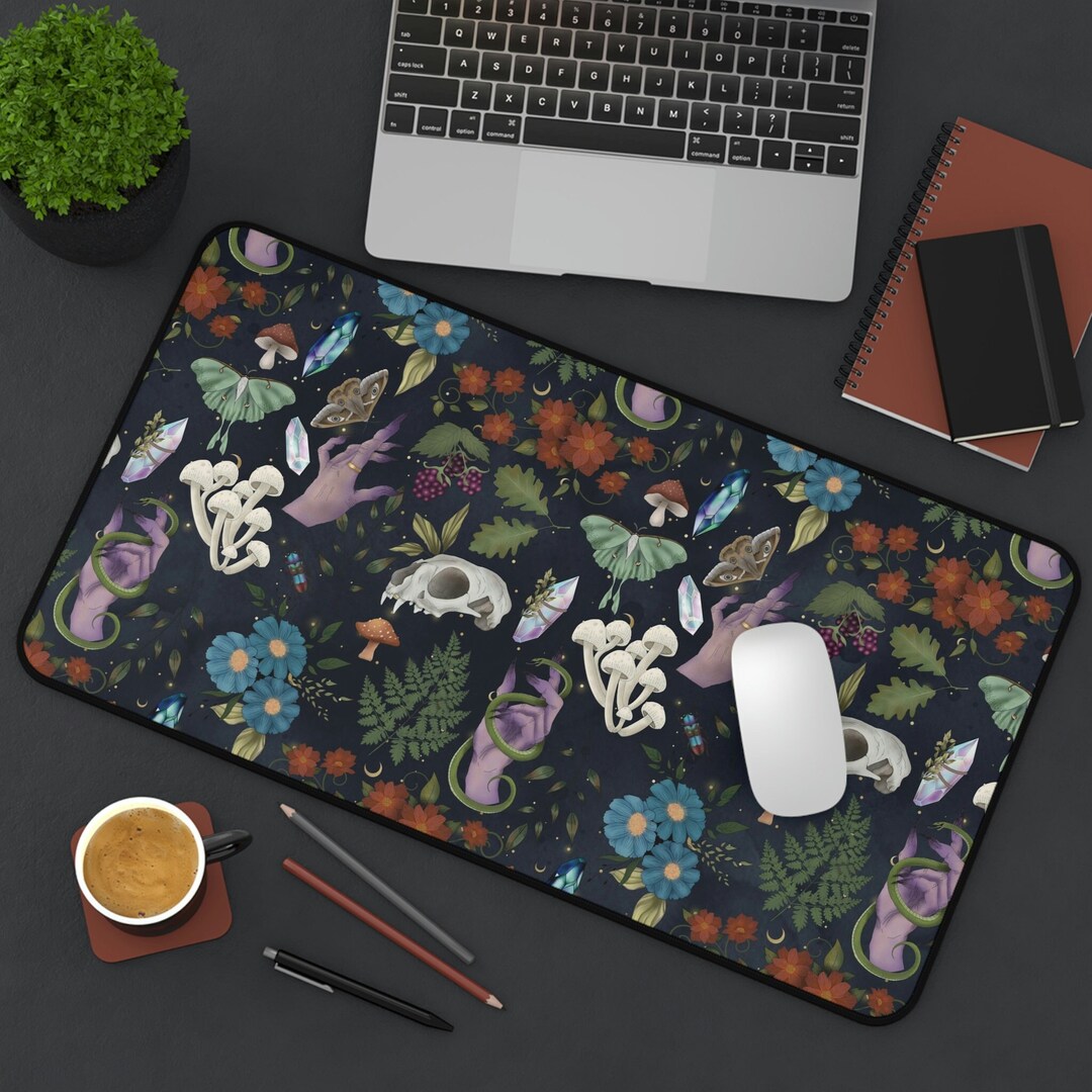 Dark Cottagecore Desk Mat - Witchy Things, Desk Mat Aesthetic, Goblincore, Gaming Mousepad ...