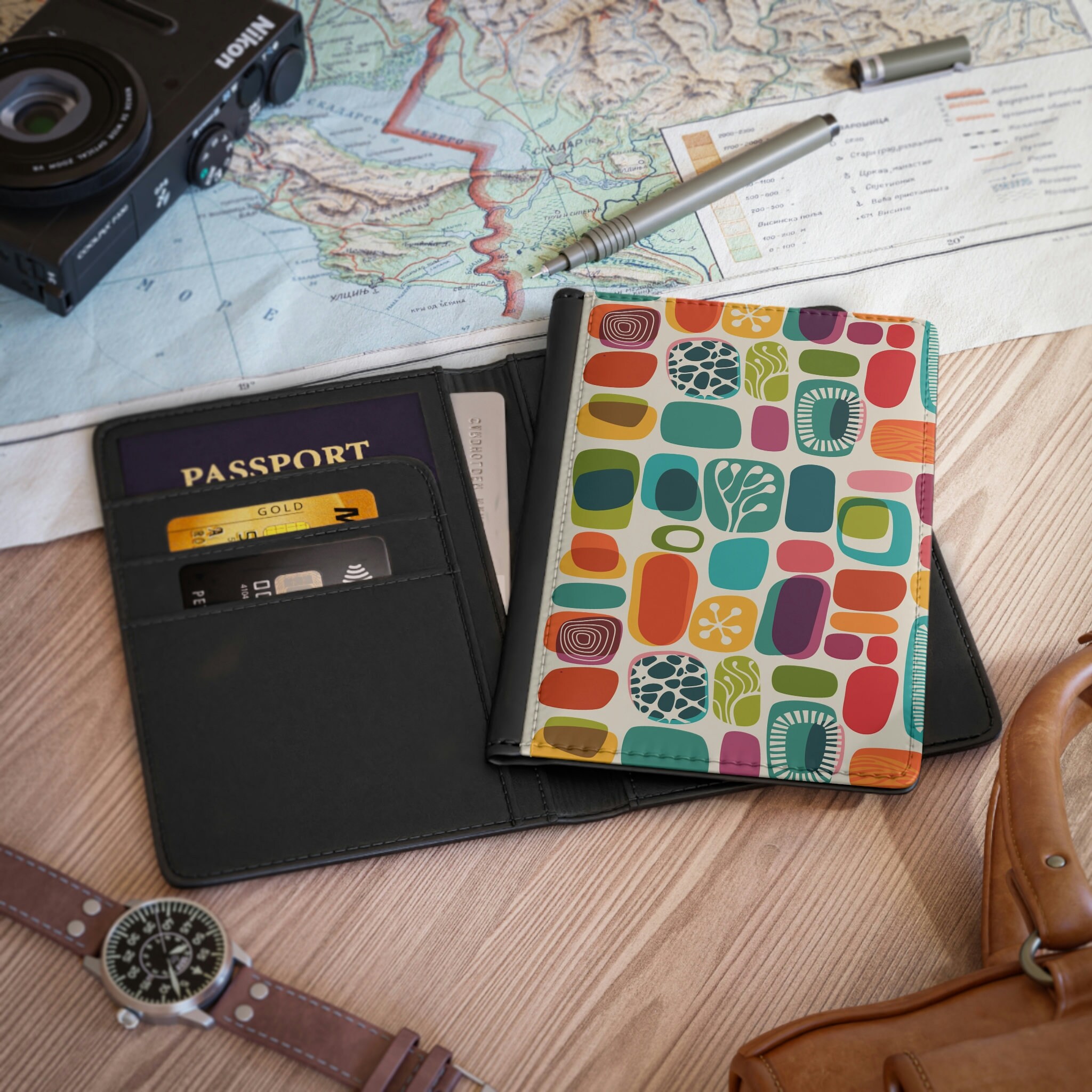 Mid Century Modern Passport Cover 1950s Retro RFID Passport Wallet - Etsy