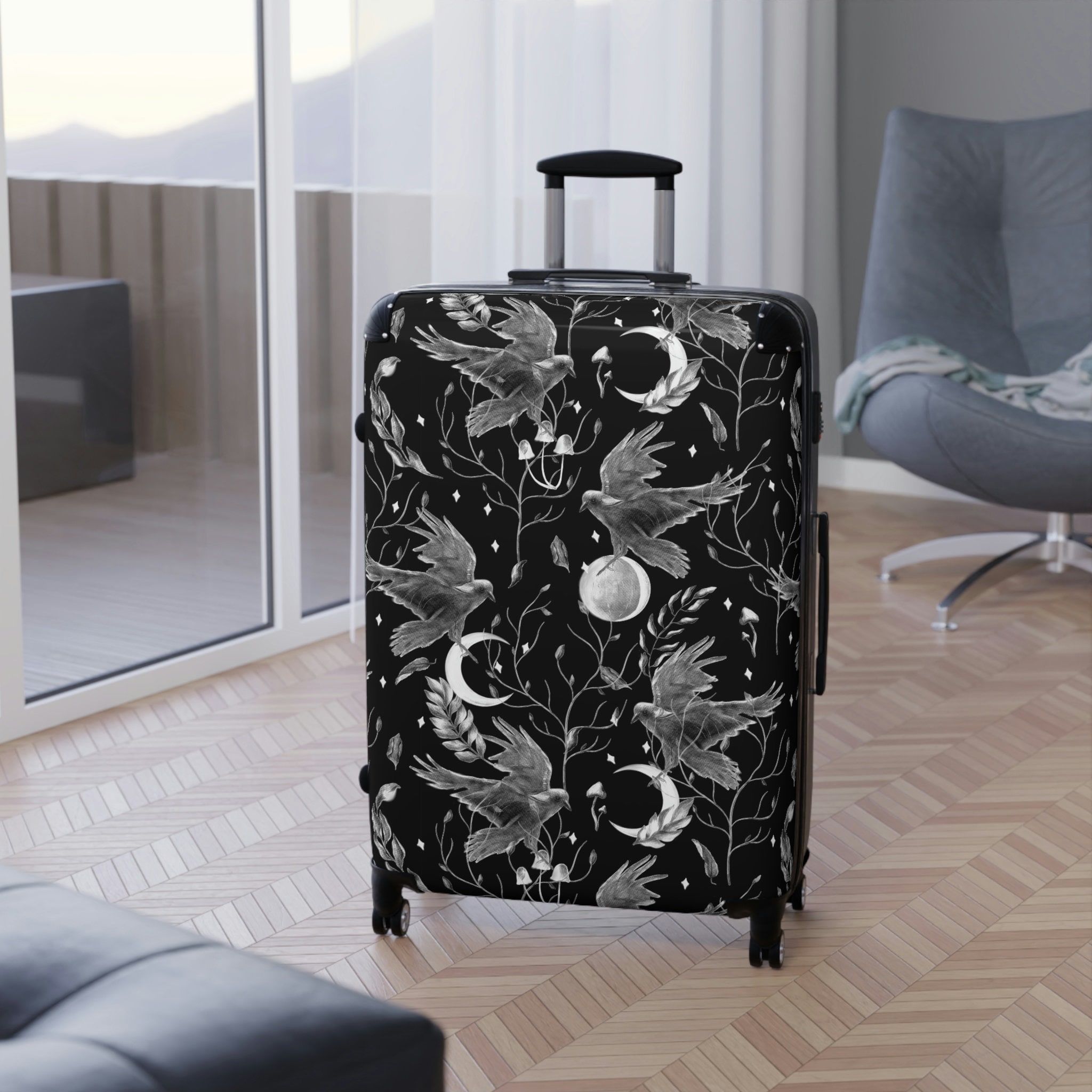 Black Raven Suitcase Gothic Raven Moon Celestial Witchy Travel Cabin ...