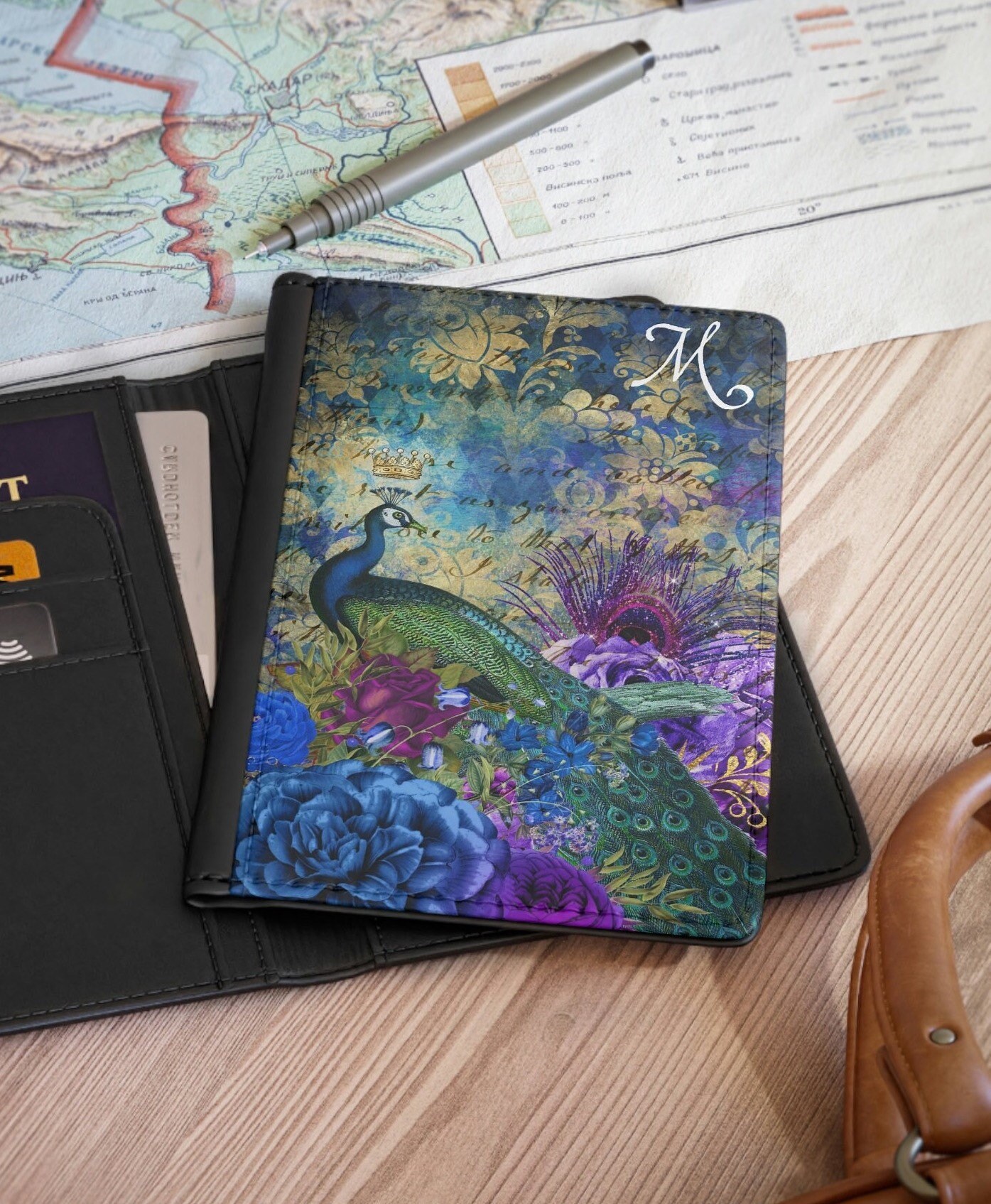 Peacock Passport Holder RFID Floral Monogram Passport Cover - Etsy