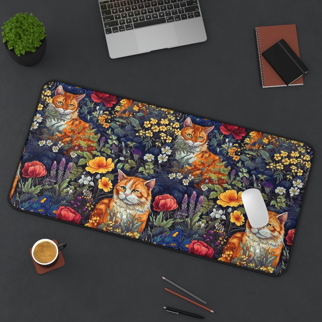 Cat Desk Mat - Cat Mouse Pad, Funny Cat Themed Gifts, Orange Tabby Cat ...