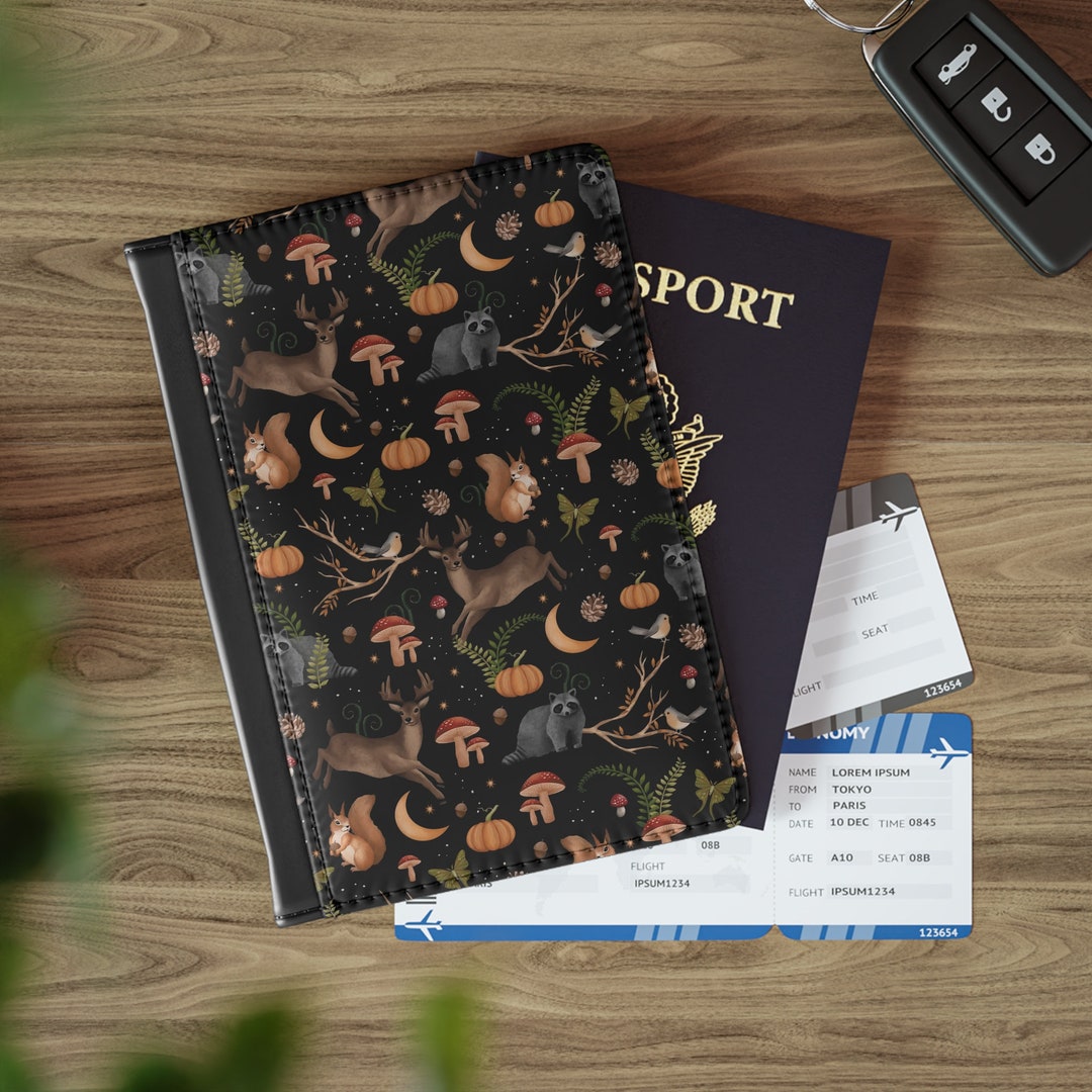 Fall Wallet - Cute Woodland Mushrooms Nature Animal Passport Wallet ...