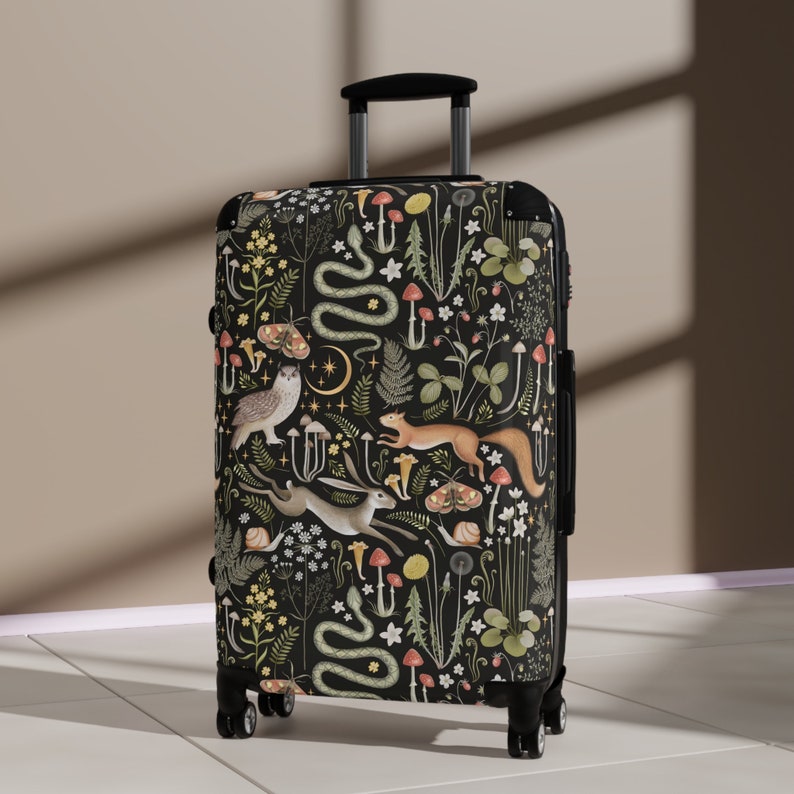 Woodland Suitcase - Dark Forest Animal Magical Enchanted Forest Luggage ...
