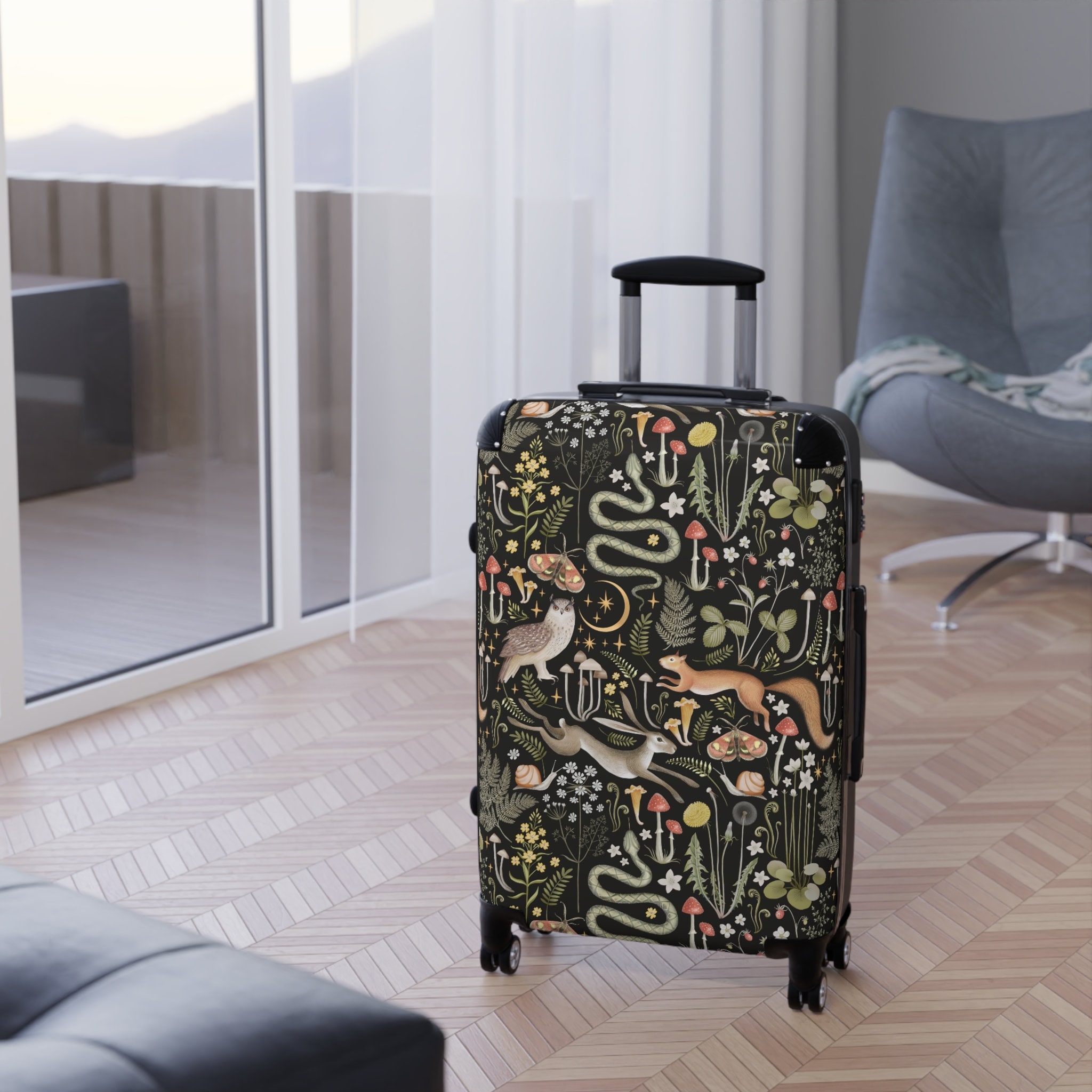 Woodland Suitcase - Dark Forest Animal Magical Enchanted Forest Luggage ...