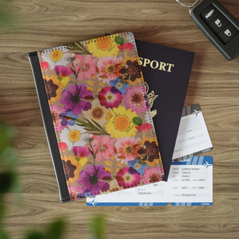 Passport Holder Flowers RFID Pressed Flower Passport Cover for Women - Etsy