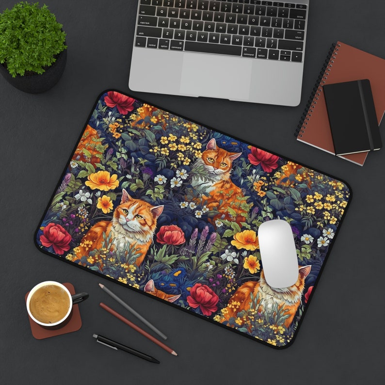 Cat Desk Mat - Cat Mouse Pad, Funny Cat Themed Gifts, Orange Tabby Cat ...