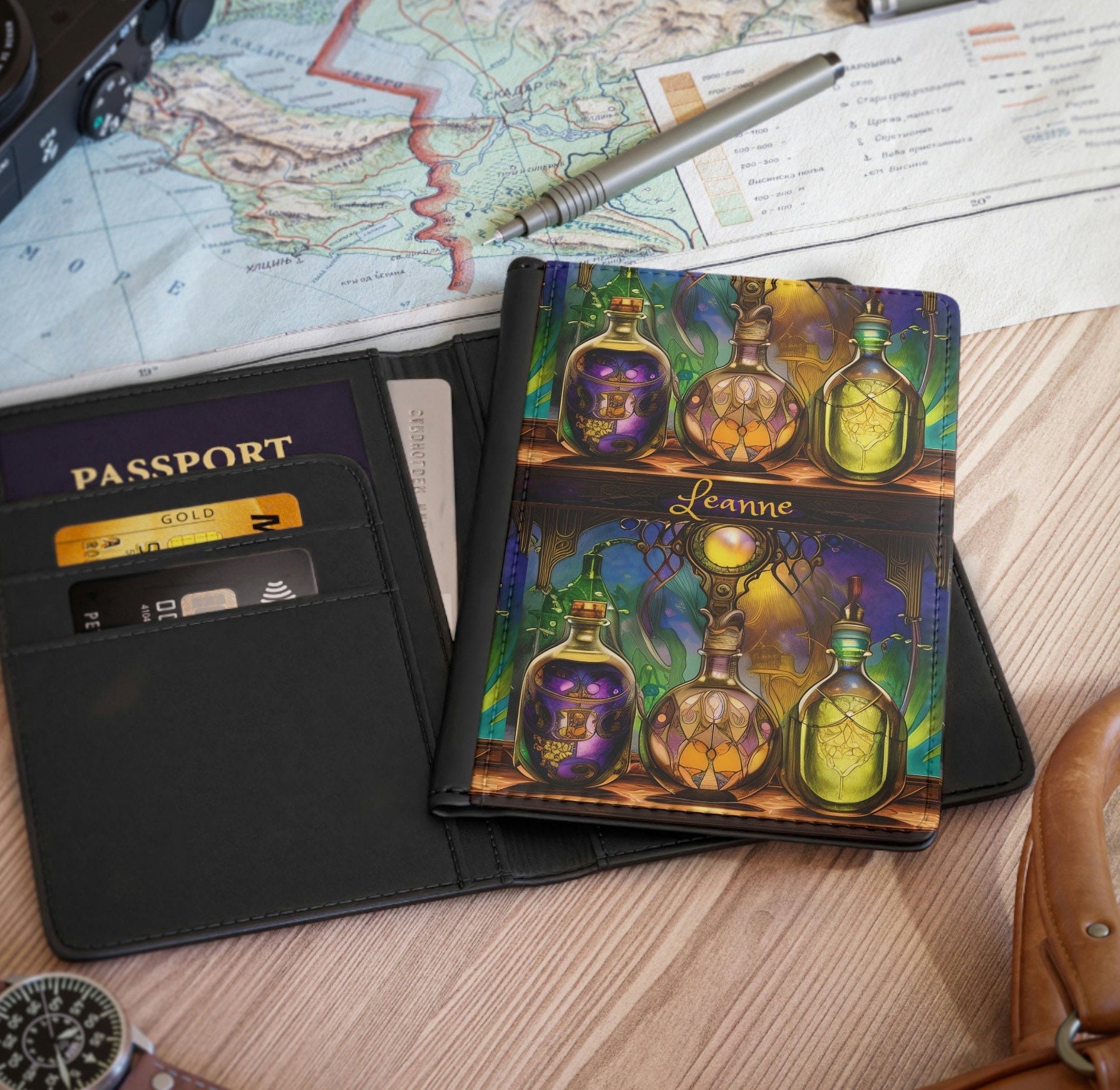 Custom Passport Cover RFID - Potion Bottles School Witchcraft Wizard ...