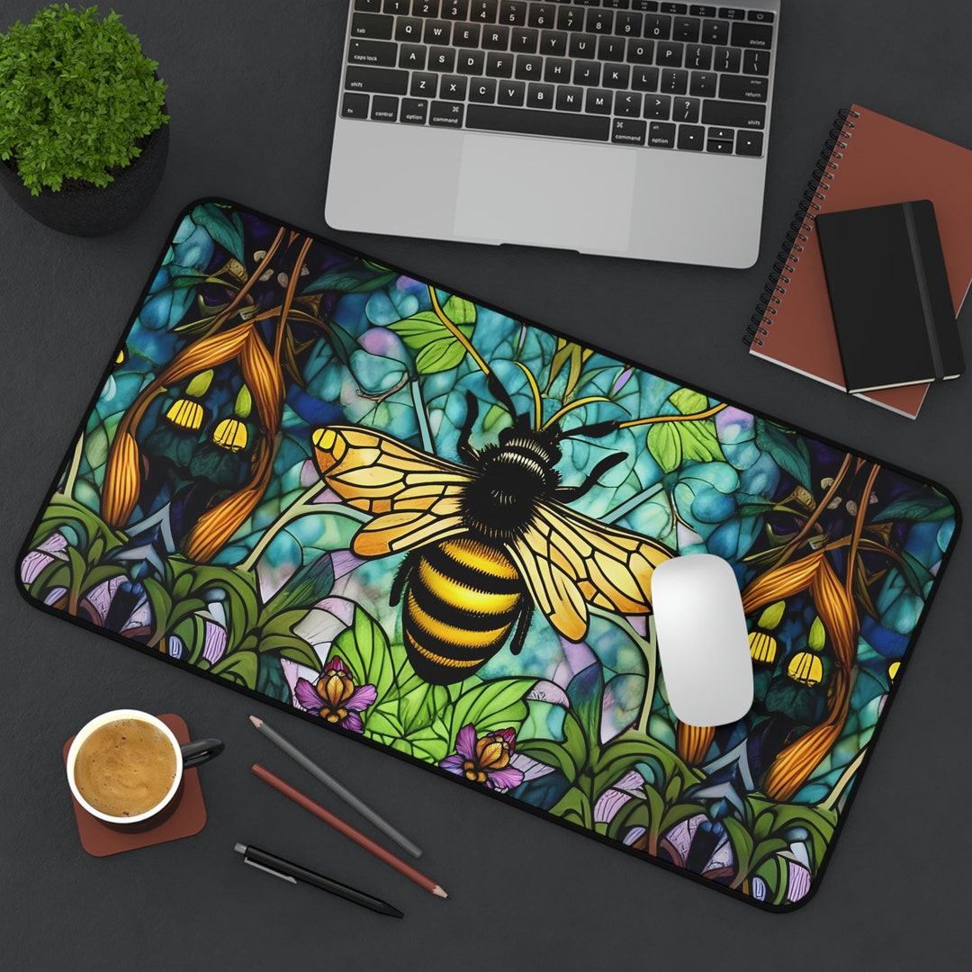 Bee Mouse Pad - Desk Mat, Stained Glass Desktop, Bee Mousepads, Queen ...