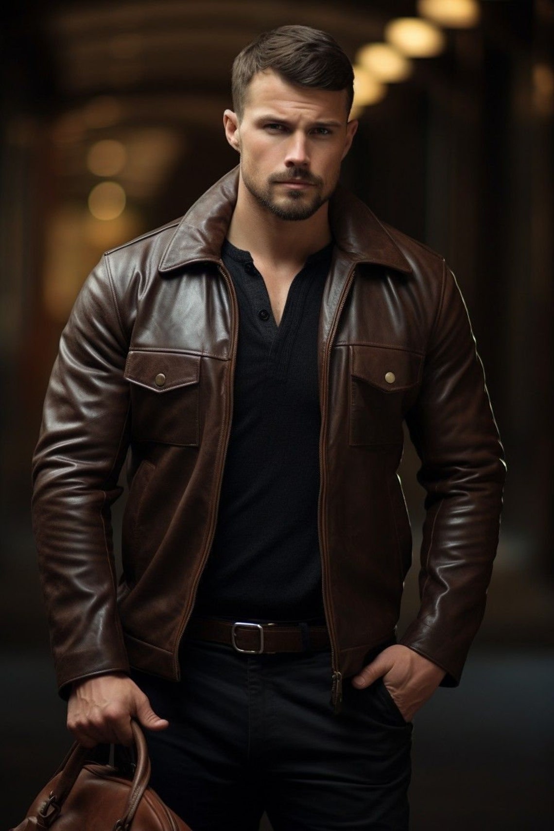 Men's Vintage Leather Jacket,handmade Biker Leather Jacket,classic ...