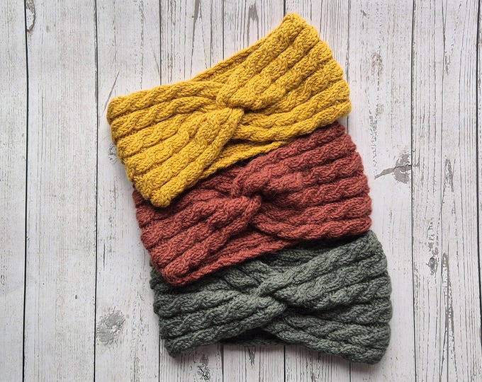 Merino Wool Ear Warmer | Hand Knit Headband - Etsy