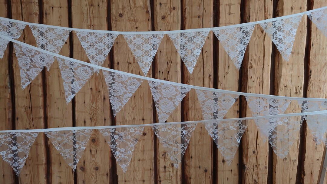 White Lace Pennant Chain Wedding Decoration Floral Garland for ...