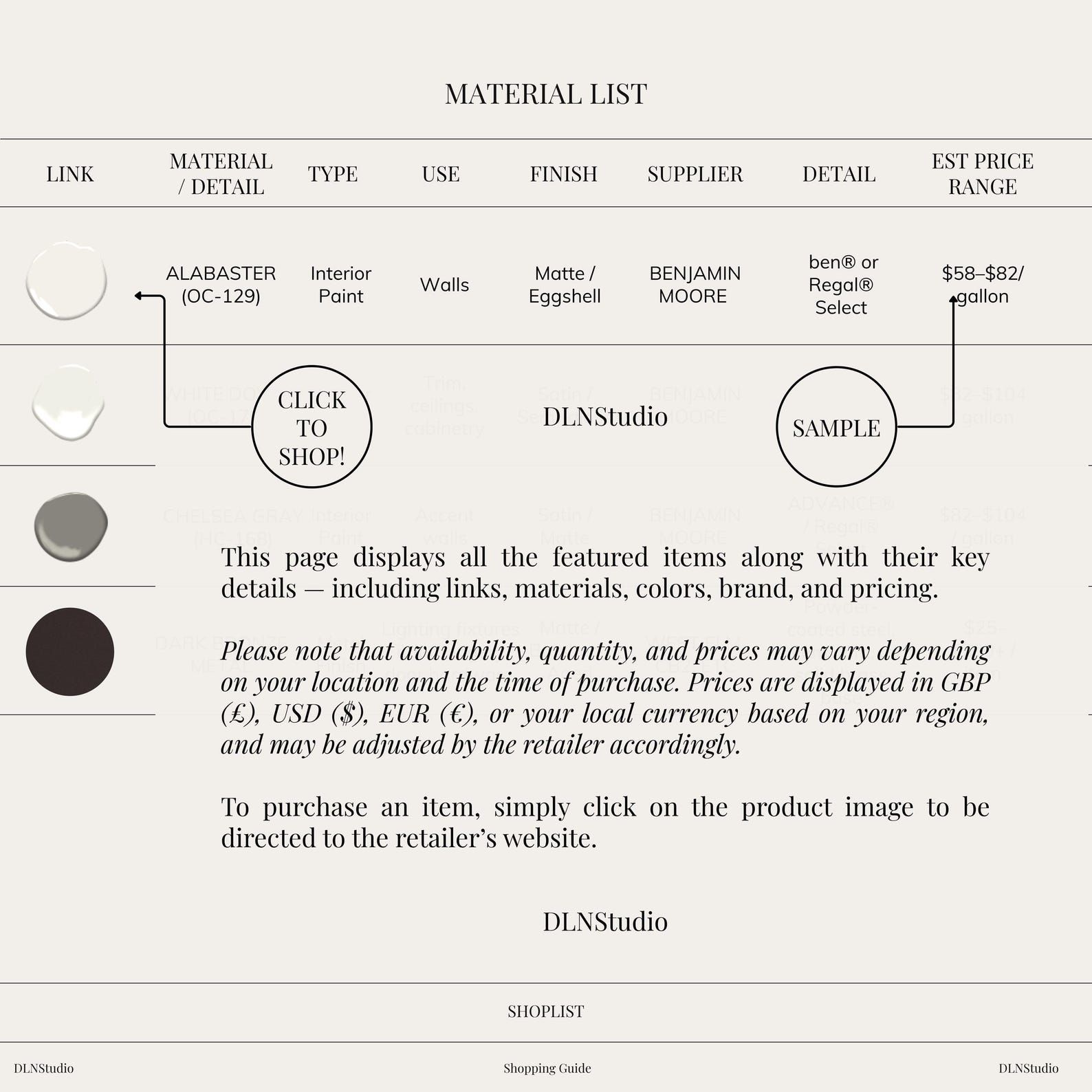 Shopping List Material List Moodboard, Modern Transitional, Shop the ...