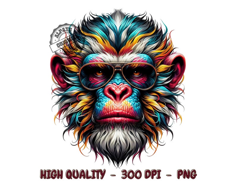 Cool Colorful Monkey PNG, Sublimation Design (digital Download) - Etsy