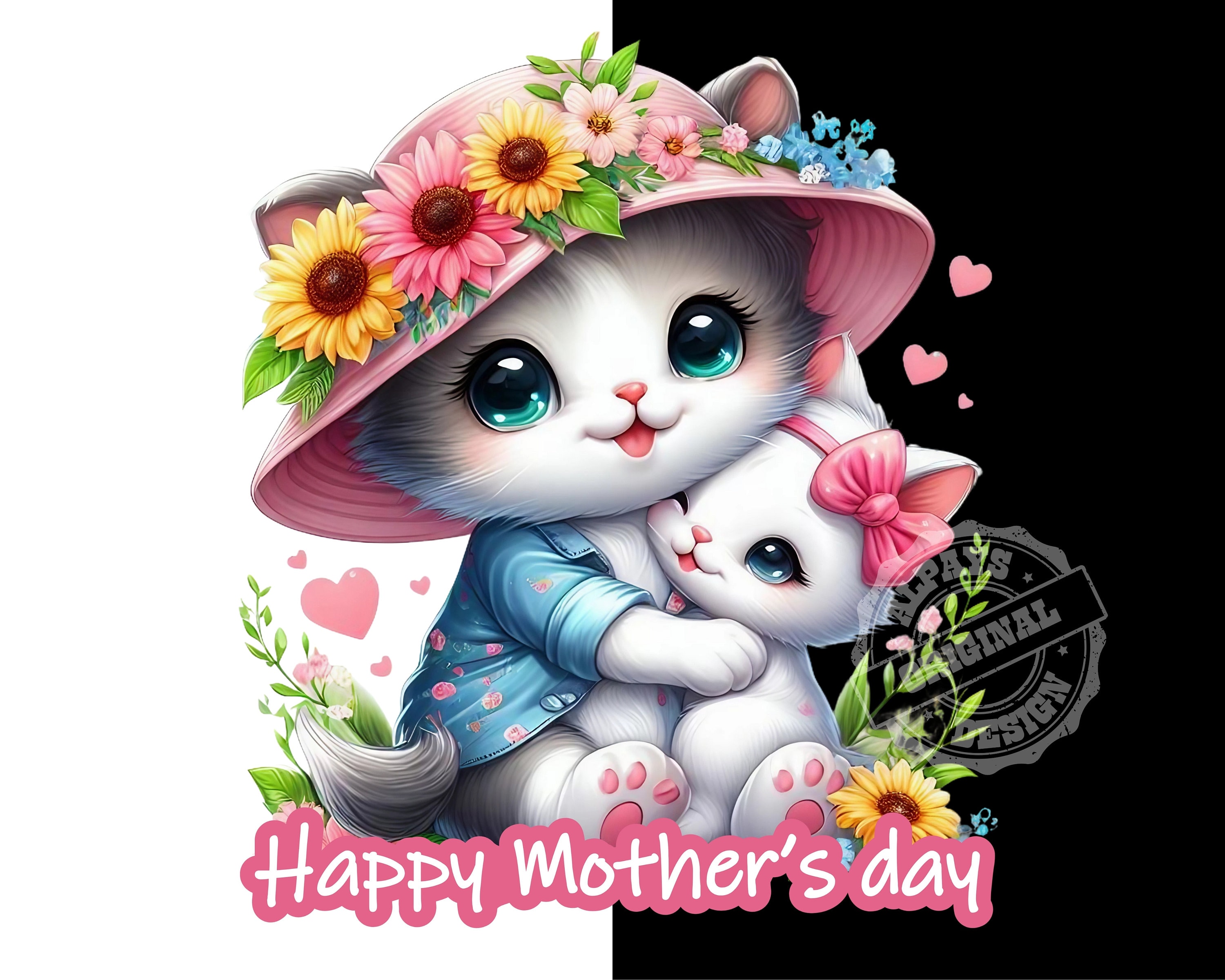 Mom PNG for Shirts, Sublimation Designs, Cute Cat and Kitten, Mothers ...