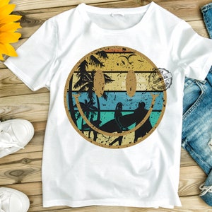 Distressed Sunset Smiley Face Png, Beach Tshirt Design, Summer Smile ...