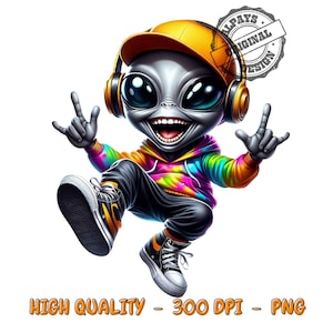 Hip Hop Alien PNG, Colorful T-shirt Print (digital Download) - Etsy