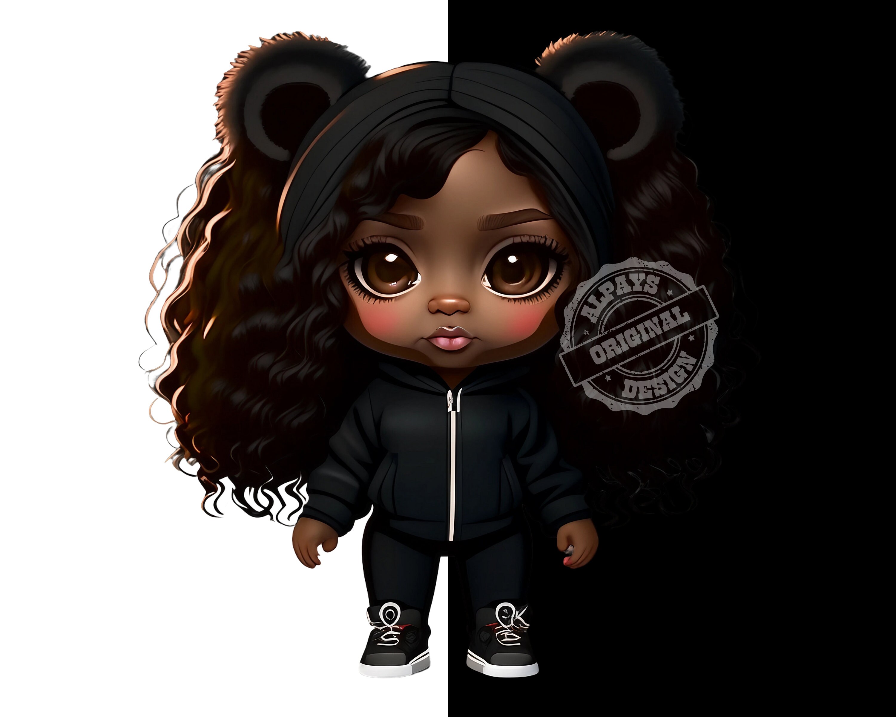 Long Hair Black Girl Png Files for Sublimation, Sporty Dressed Black Girl, 300 Dpi Png, Curly ...