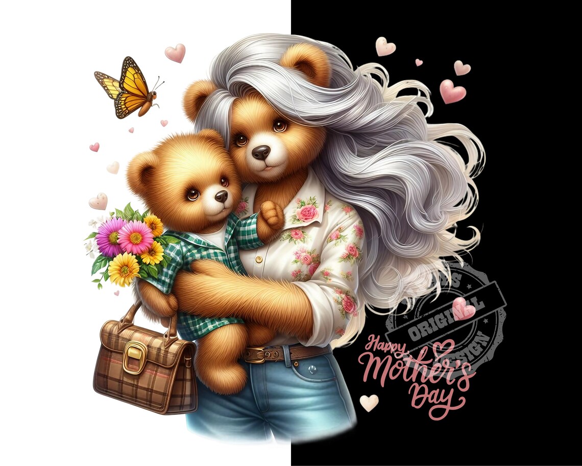 Teddy Bear Mom PNG Designs, Mothers Day PNG Files for Sublimation, Mom ...