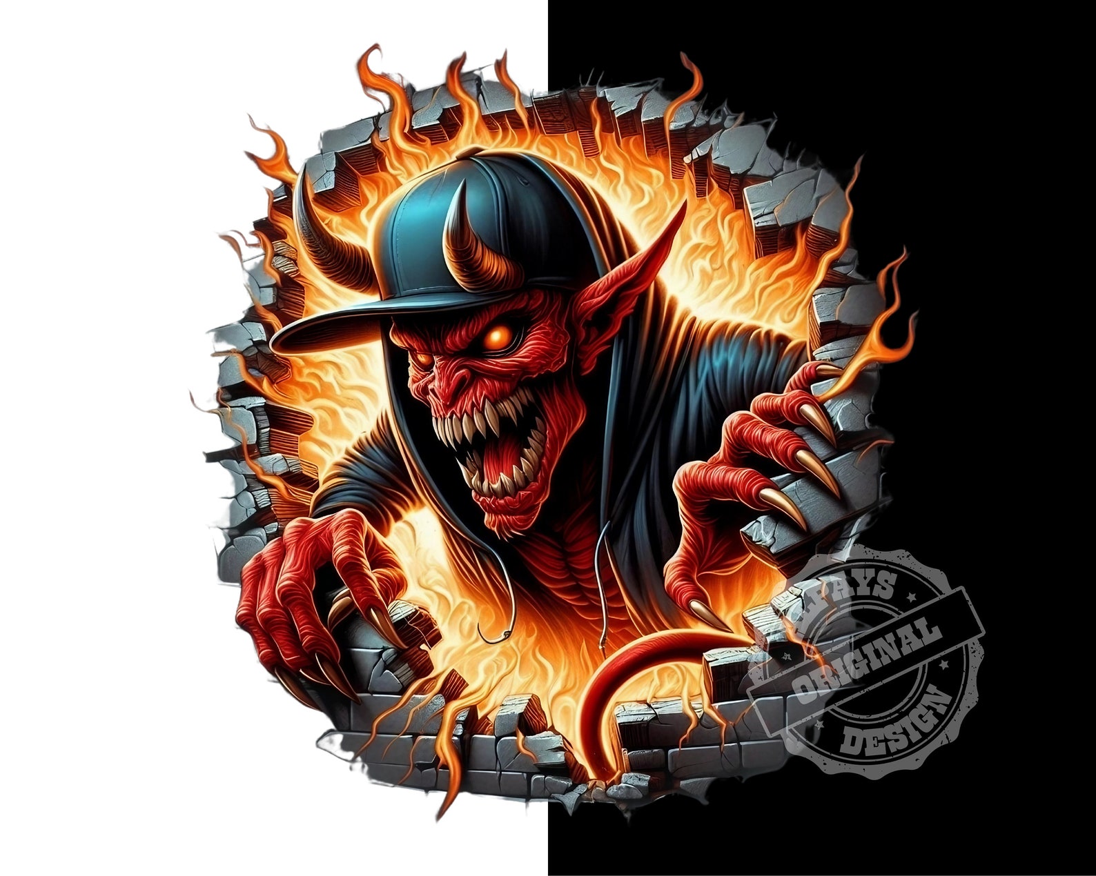 Devil Sublimation Design Escaping From Hell, Hip Hop Devil PNG File, 3D ...