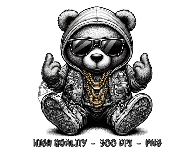 Hip Hop Teddy Bear PNG, Gangsta Bear Clipart (digital Download) - Etsy