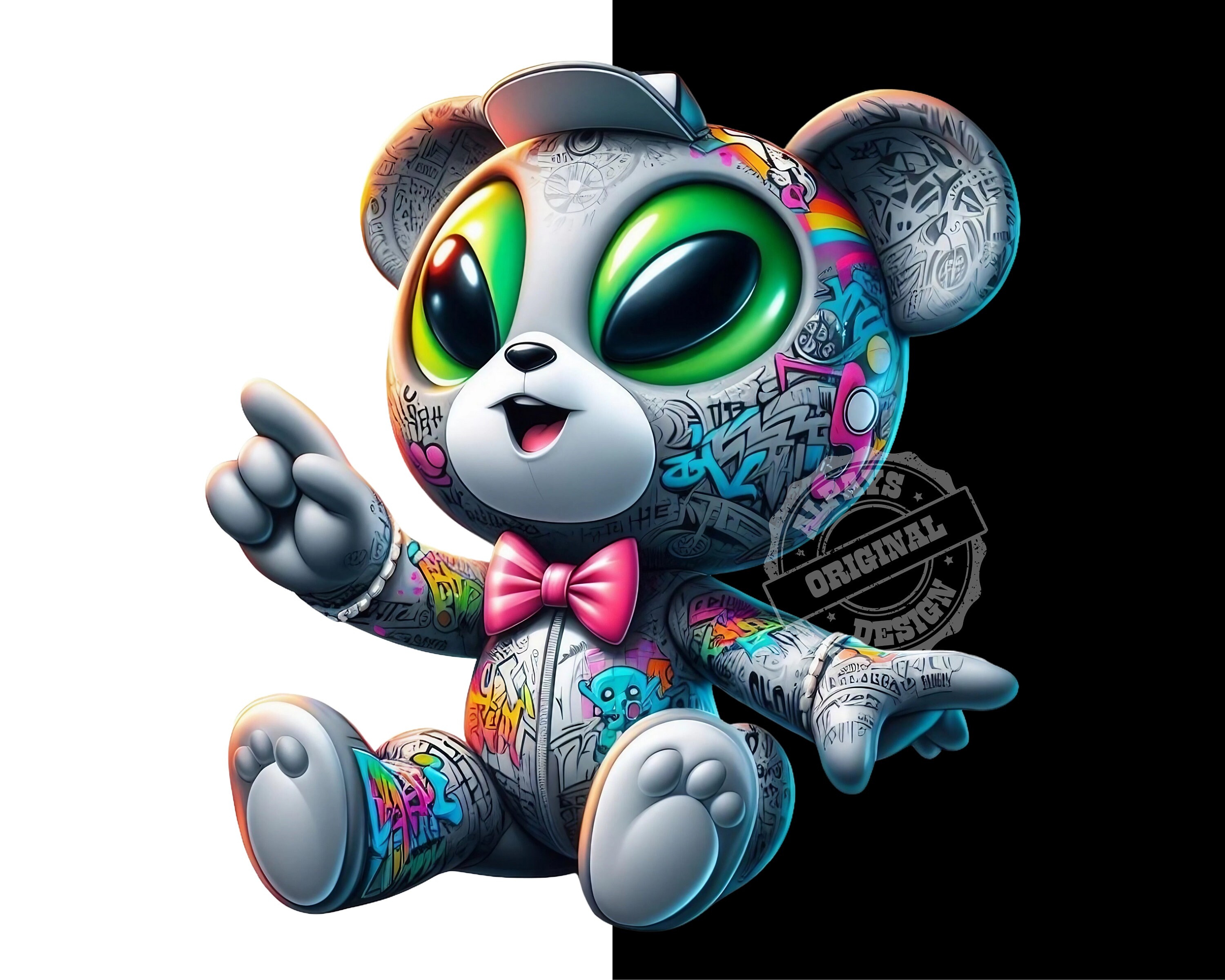 Graffiti Alien Teddy Bear PNG Designs for Sshirt, Tshirt Design ...