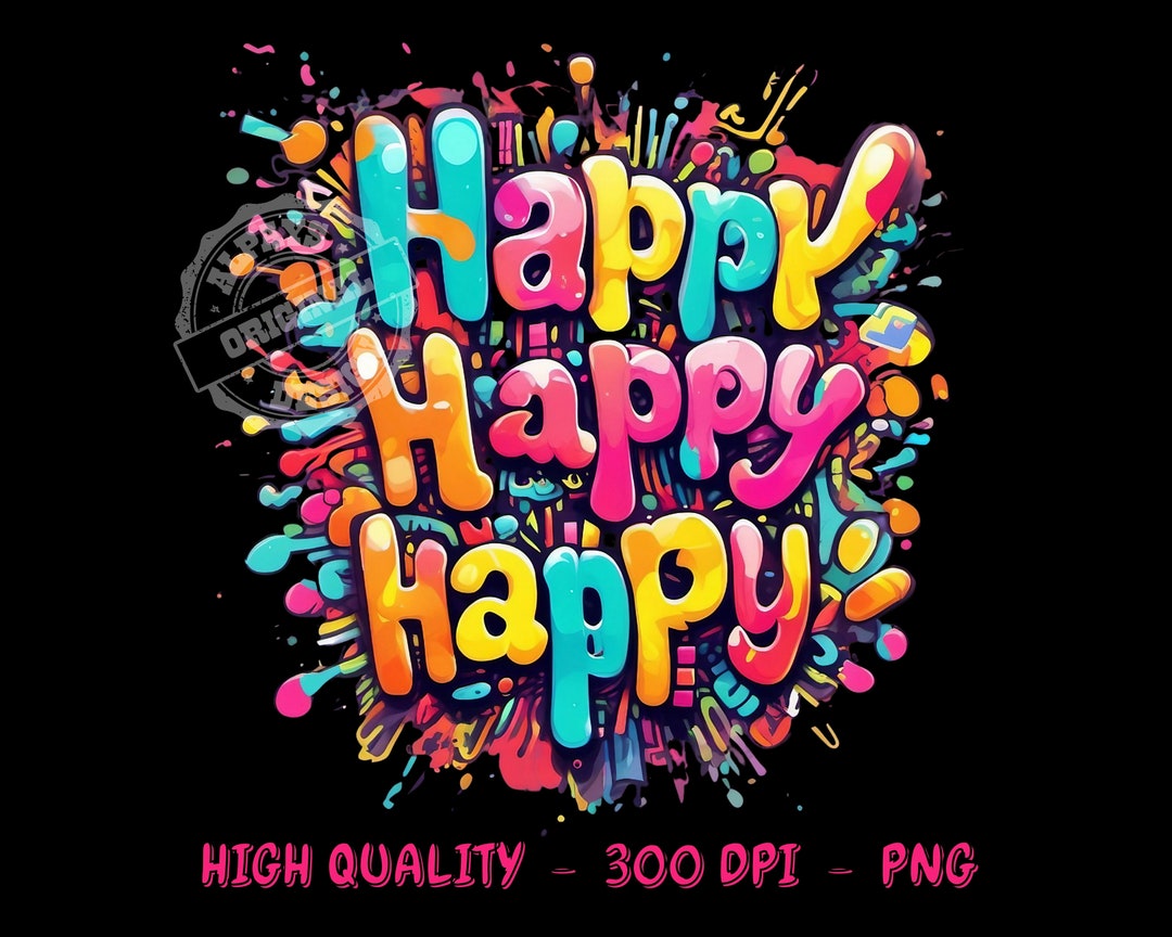Colorful Happy Lettering PNG, Shirt Designs (digital Download) - Etsy