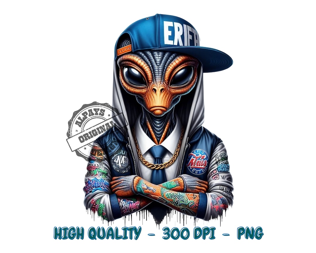 Hip Hop Alien PNG, Cool Tshirt Design, Sublimation Print - Etsy