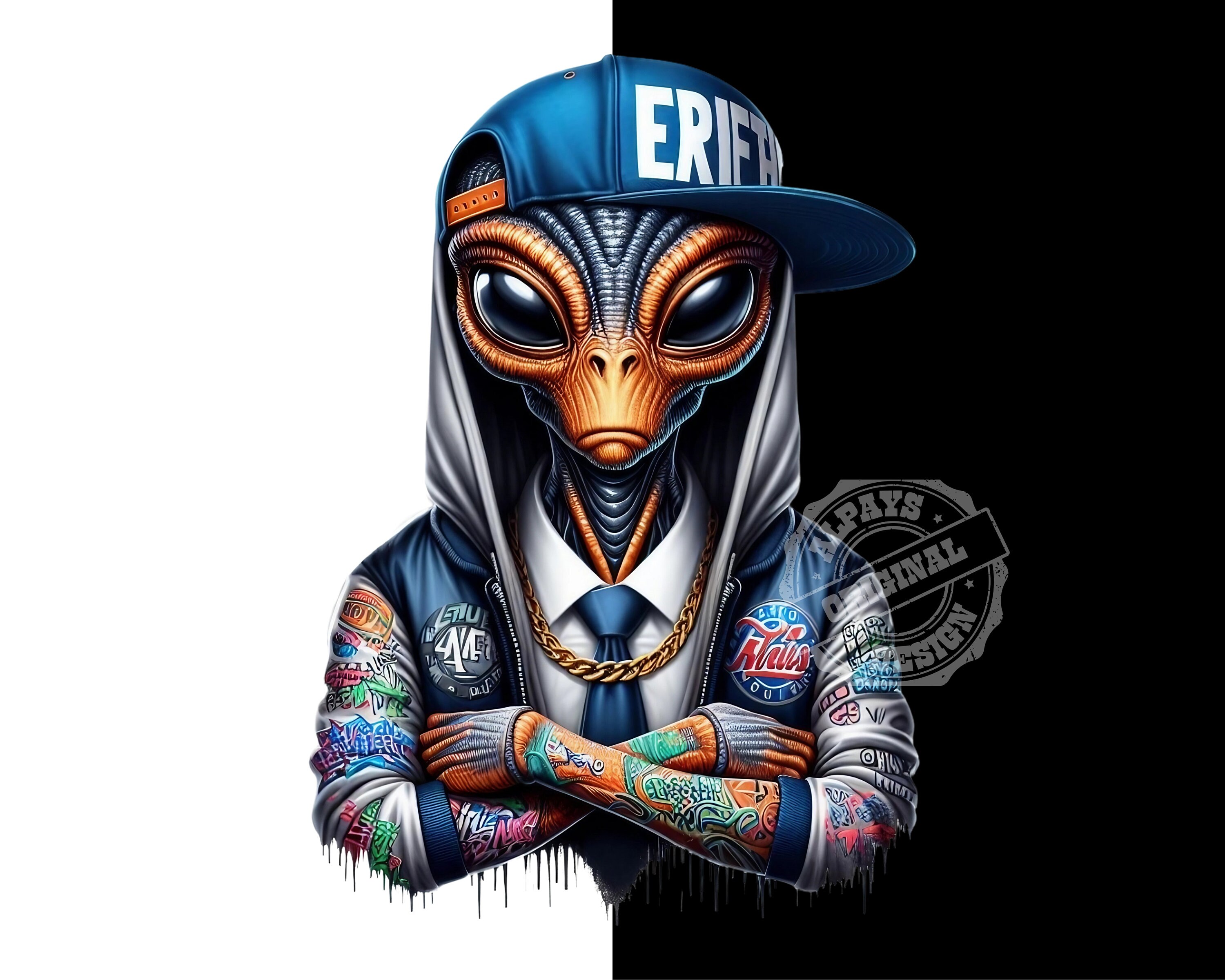 Hip Hop Style Cool Alien PNG File for Tshirt Design, Alien Image for ...