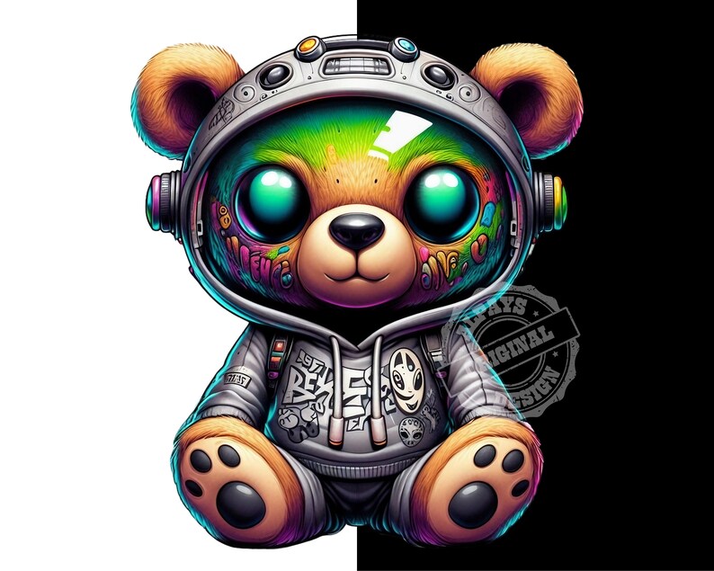 Cute Astronaut Teddy Bear PNG, Alien Teddy Bear PNG for Sublimation ...