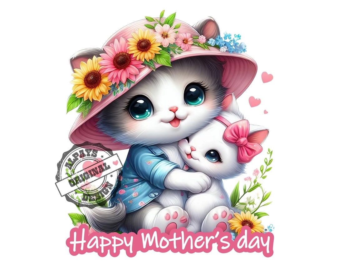 Mom PNG for Shirts, Sublimation Designs, Cute Cat and Kitten, Mothers ...