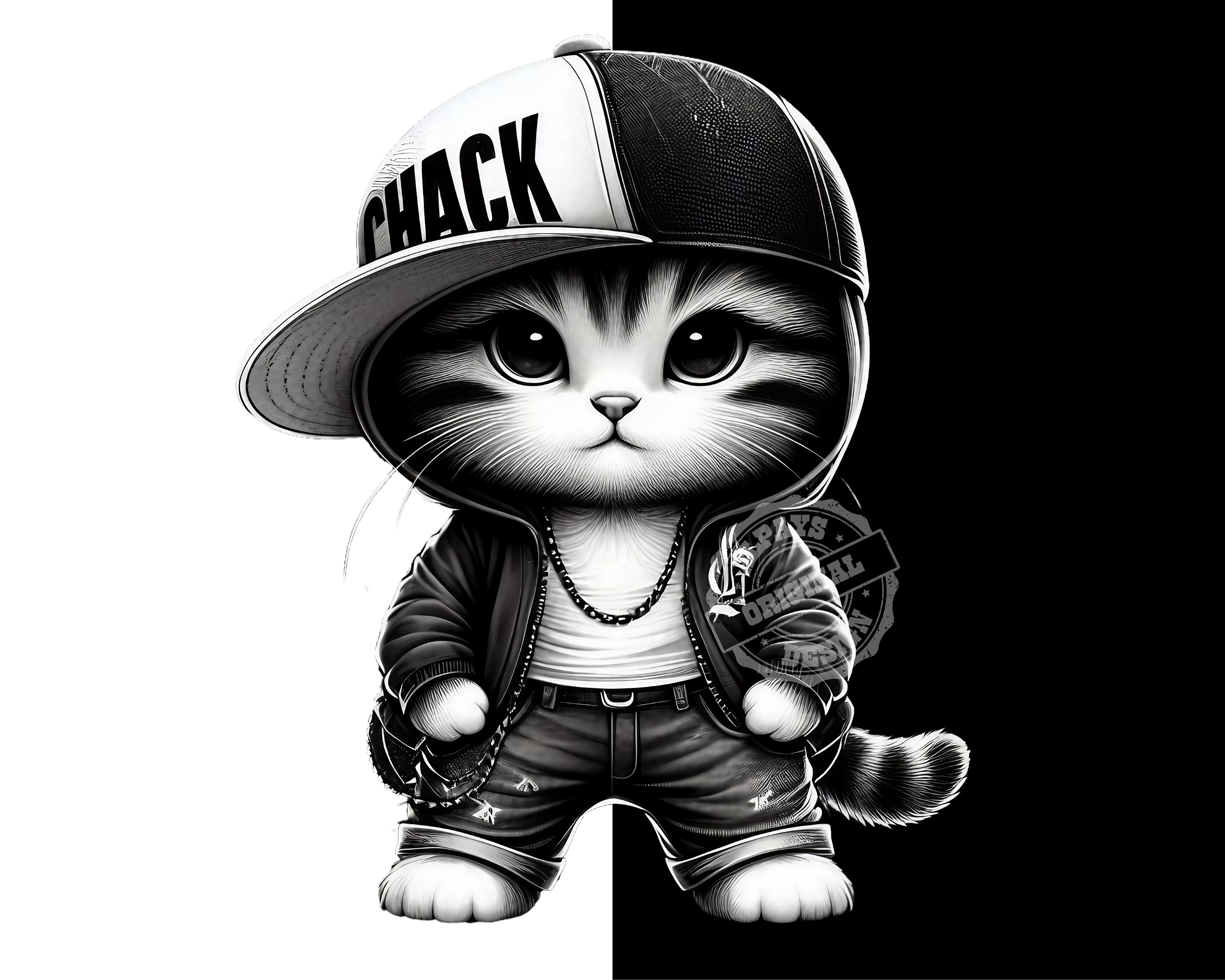 Hip Hop Cat Png, Shirt Designs, 300 Dpi Png for Sublimation, Chack Cat ...