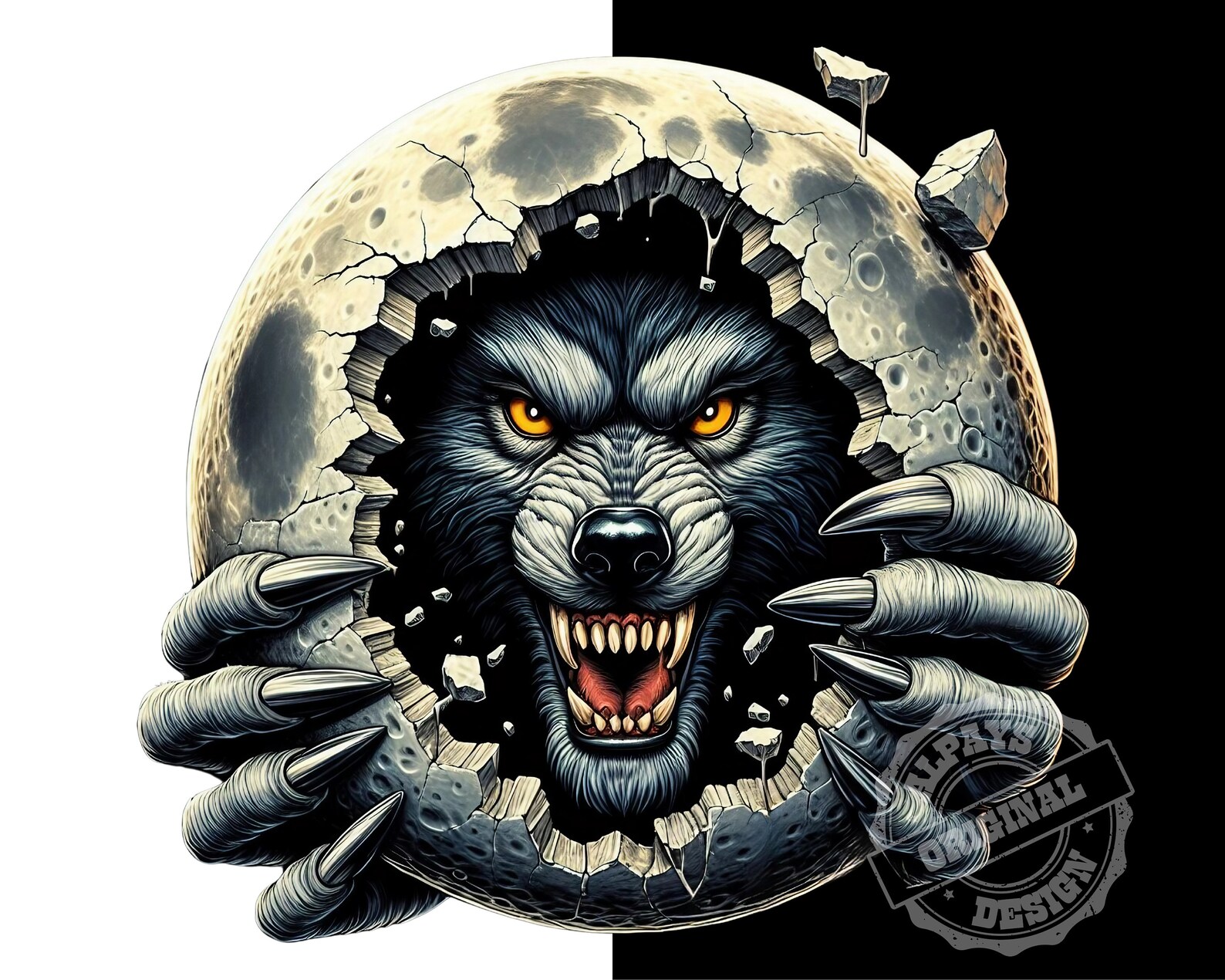 Wolfman and Moon PNG Files for Sublimation, 3d Effect PNG, Wolfman ...