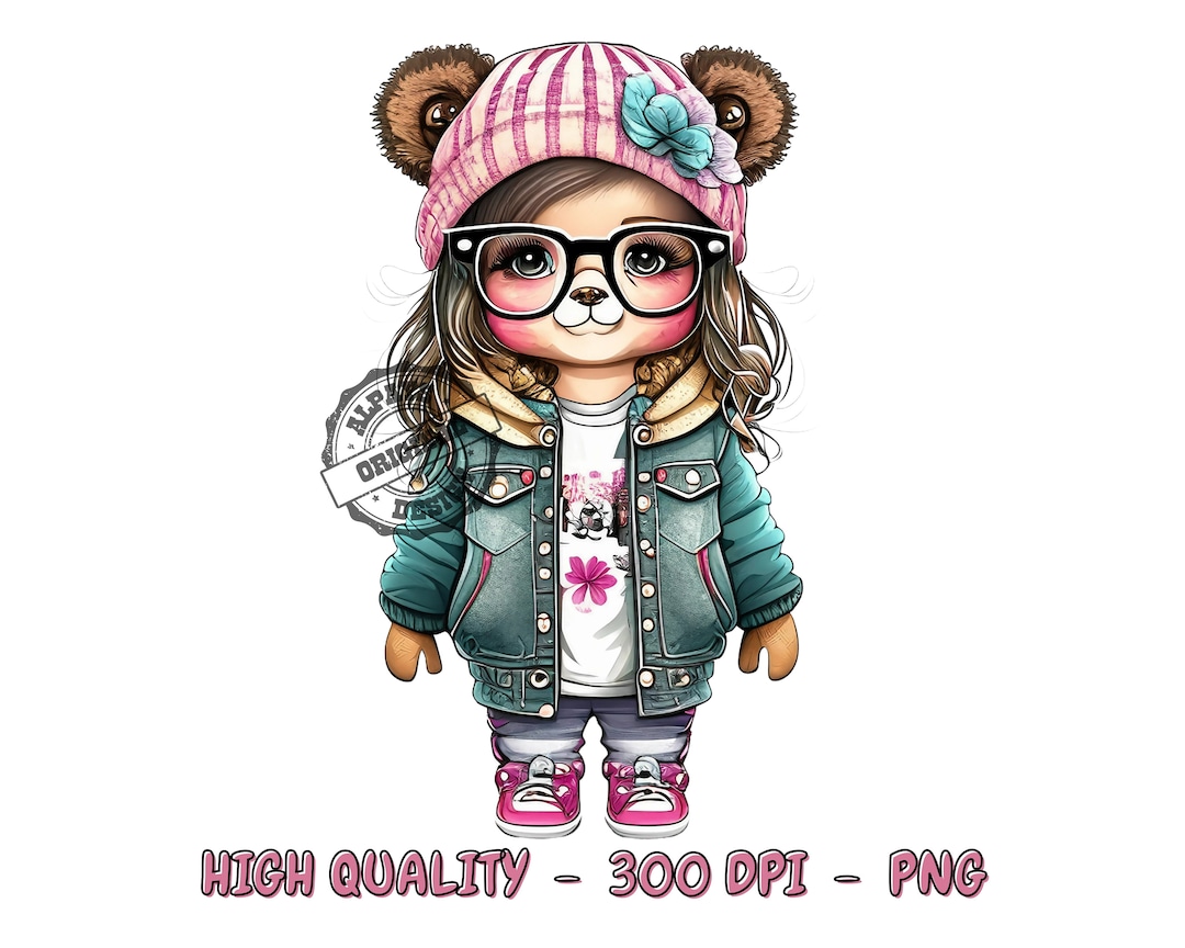 Cute Girl Teddy Bear Png Files for Sublimation 300 Dpi Png Digital ...