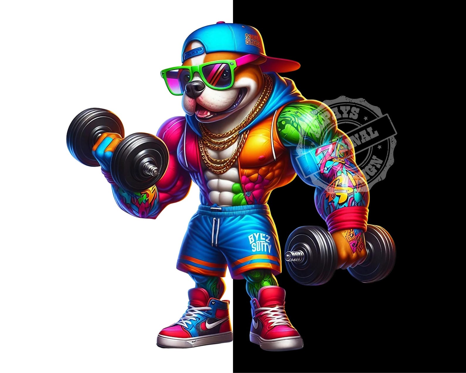 Muscled Gym Dog PNG, Tattooed Hip Hop Style (digital Print) - Etsy