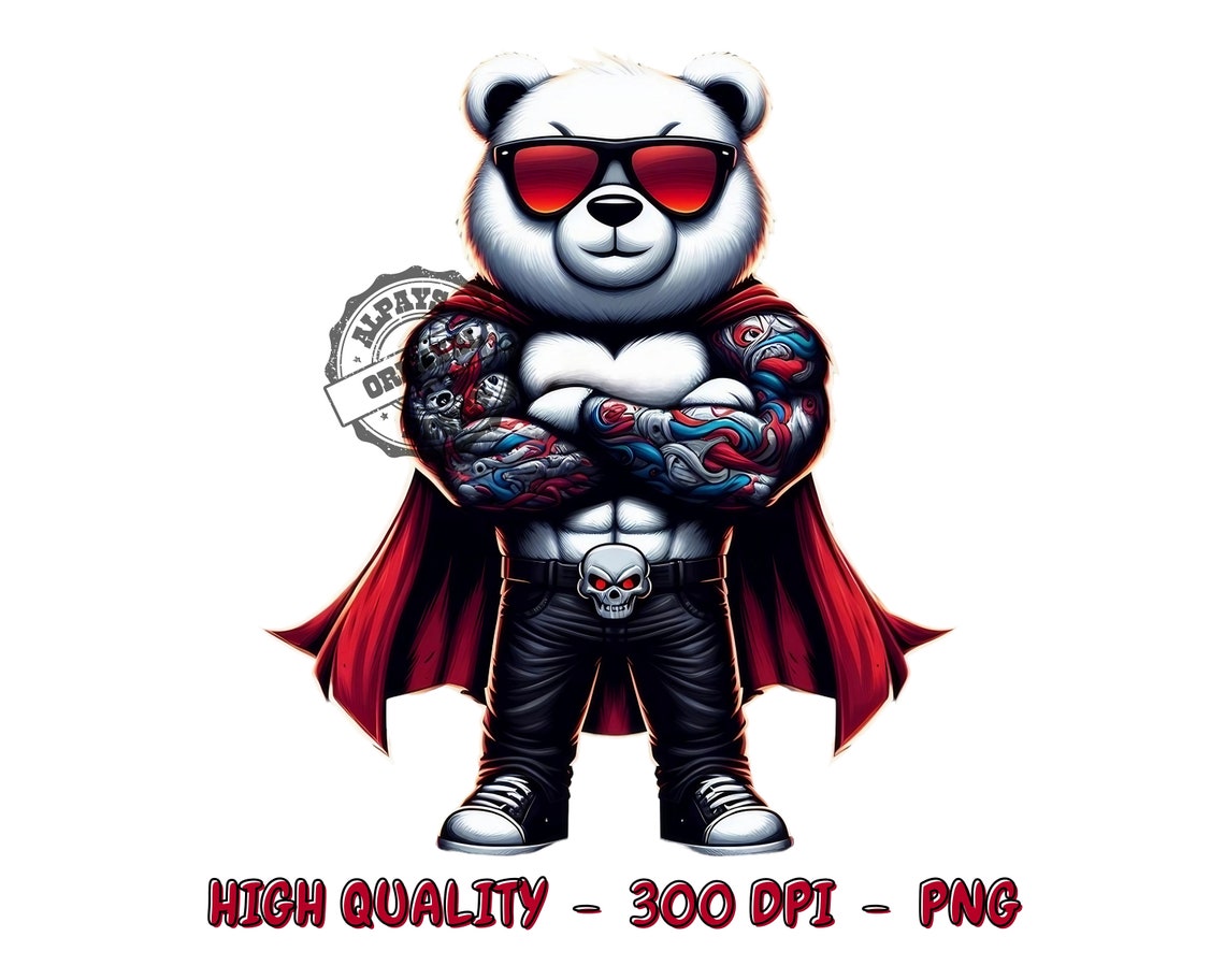 Hero Teddy Bear PNG, Tattooed Superhero Design (digital Download) - Etsy UK