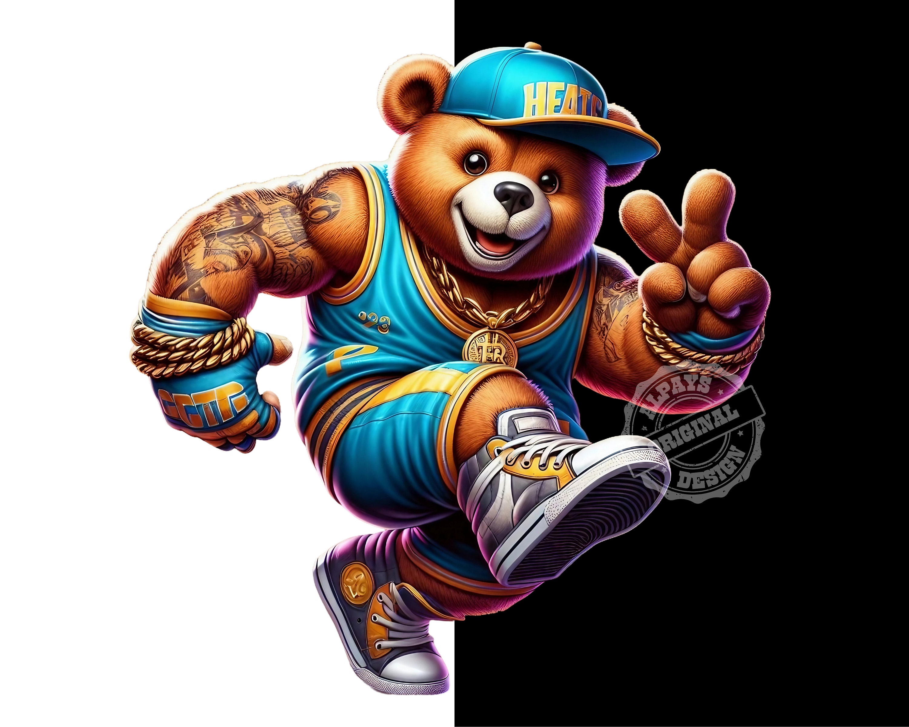 Hip Hop Teddy Bear PNG Designs for Shirt, Hip Hop Tshirt Design, Teddy ...