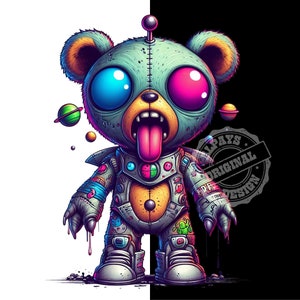 Alien Crazy Teddy Bear PNG Designs, Space Teddy Bear PNG, Teddy Bear ...