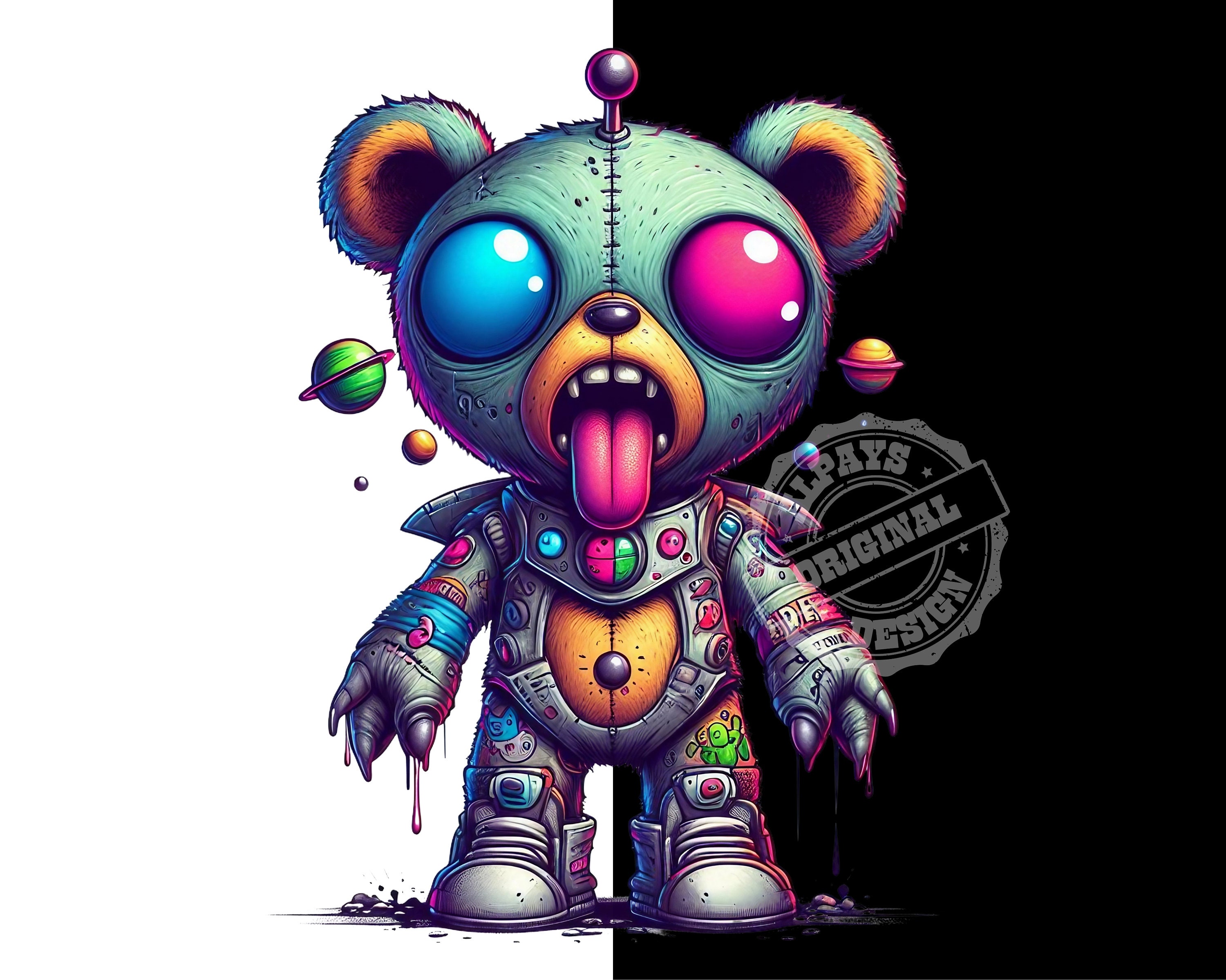 Alien Crazy Teddy Bear PNG Designs, Space Teddy Bear PNG, Teddy Bear ...