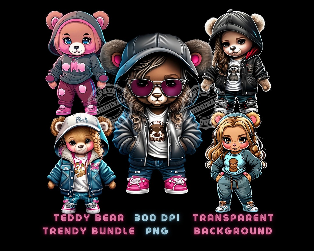 5 Trendy Teddy Bear Png Files for Sublimation Shirt Sublimation Png for ...