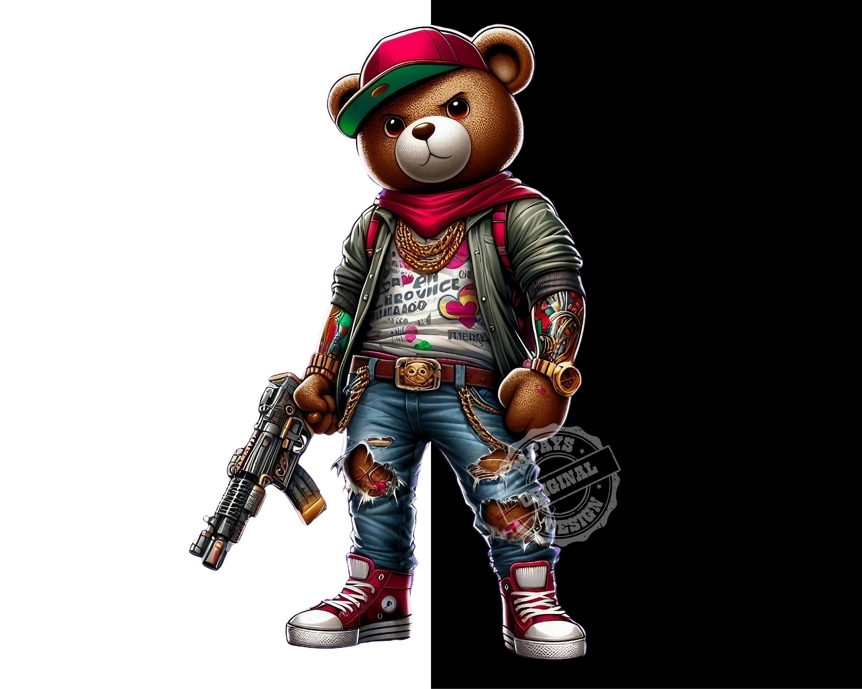 Gangsta Teddy Bear Png File for Sublimation, Cool Teddy Bear Png, Teddy ...