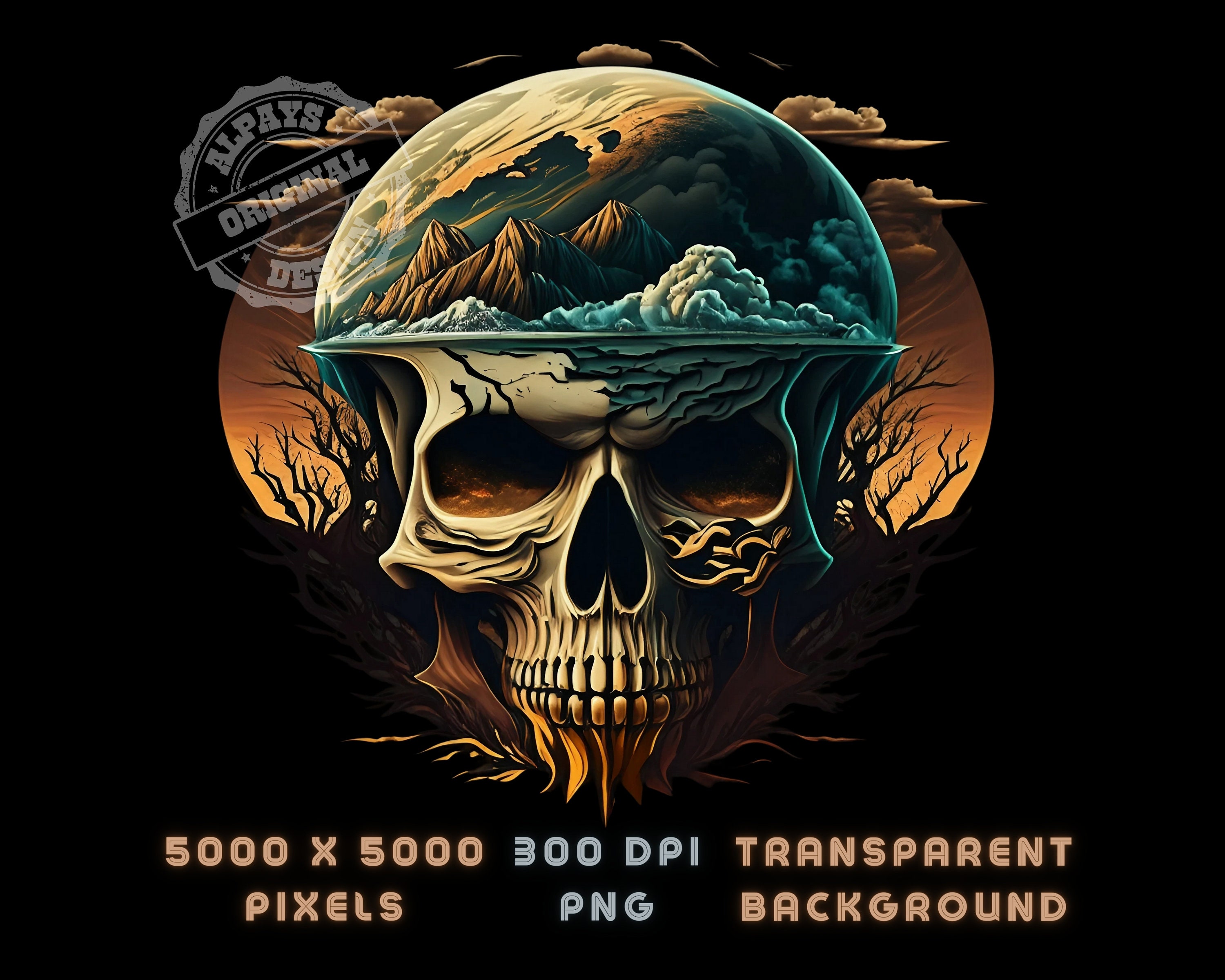 Earth Skull Png Files for Sublimation Dtf Shirt Sublimation Digital ...