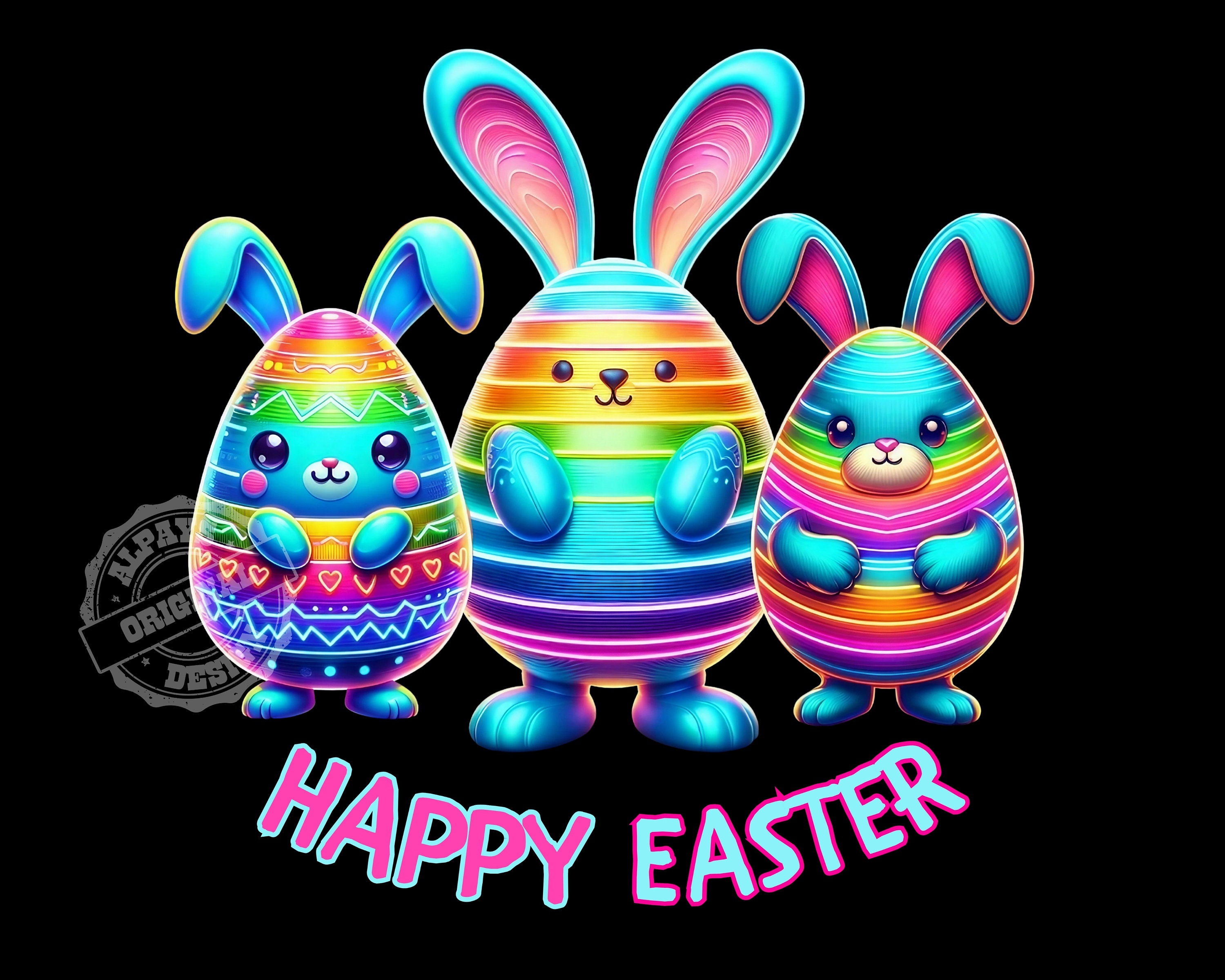 Easter Bunny PNG Files for Sublimation, Easter Eggs, Colorful Easter ...