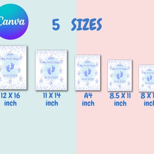My First Steps Editable Canva Template, for My Baby, 5 Size Template ...