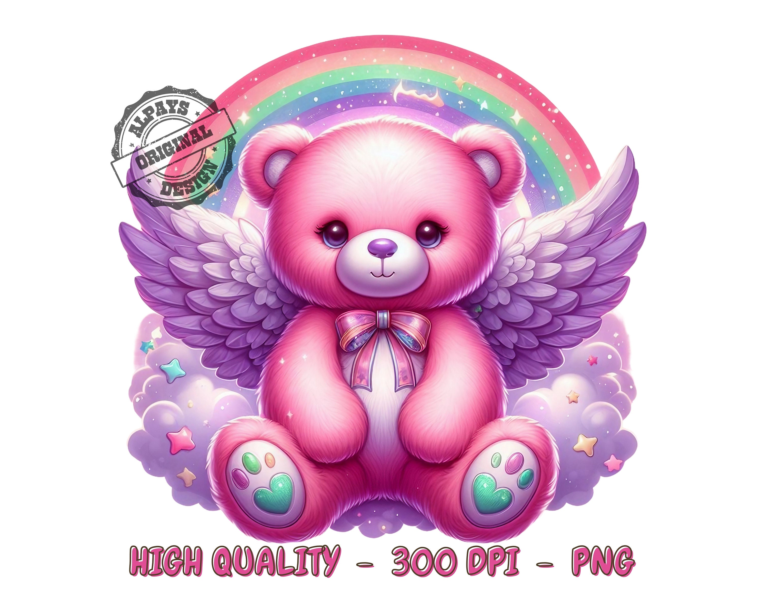 Angel Teddy Bear PNG for Shirts, Angel Baby PNG, Pink Teddy Bear PNG ...