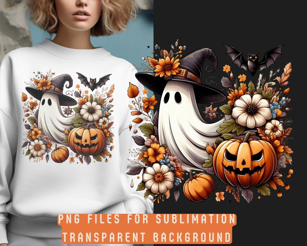 Halloween PNG, Spooky Ghost, Autumn, Hoodie Designs, Fall PNG, Pumpkins ...