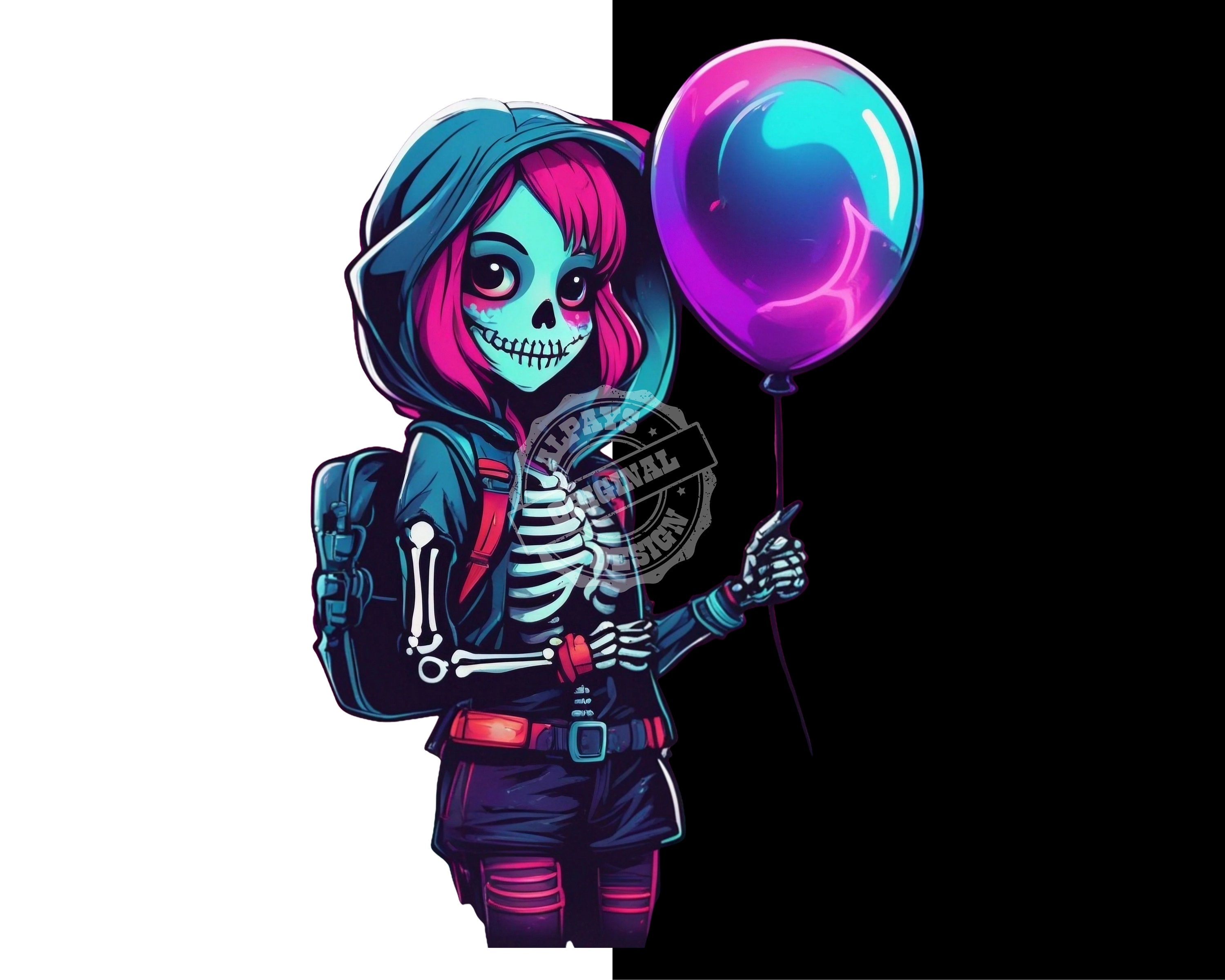 Ballon Skeleton Girl Png Files for Sublimation Dtf Shirt Sublimation ...