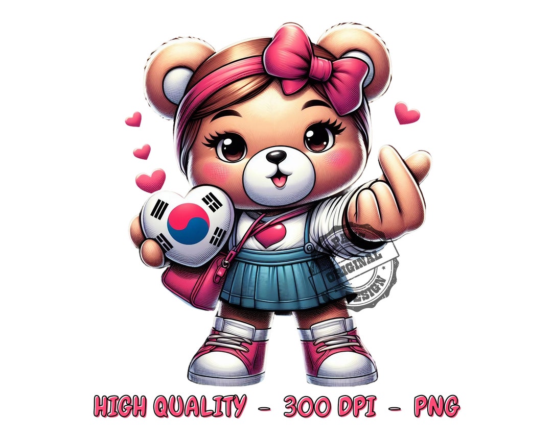Korea Heart Png for Shirt Korea Teddy Bear Heart Shirt Png Shirt ...