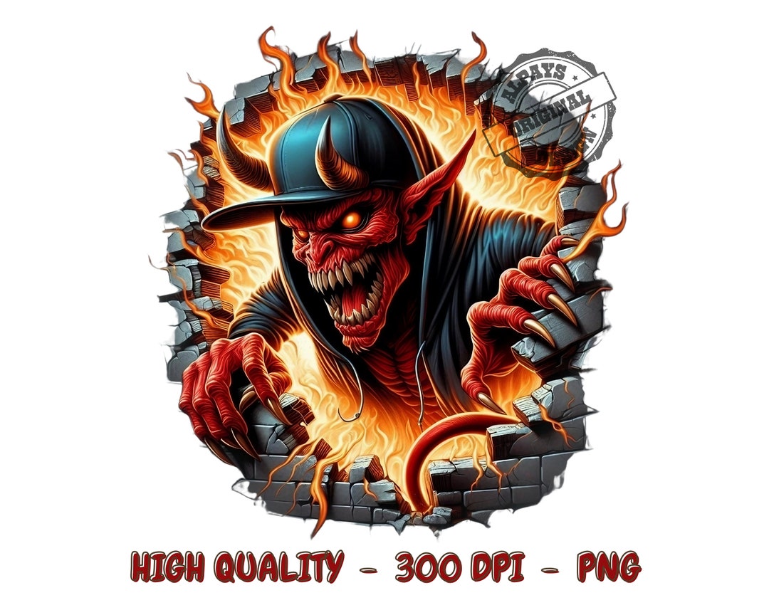 Devil Sublimation Design Escaping From Hell, Hip Hop Devil PNG File, 3D ...