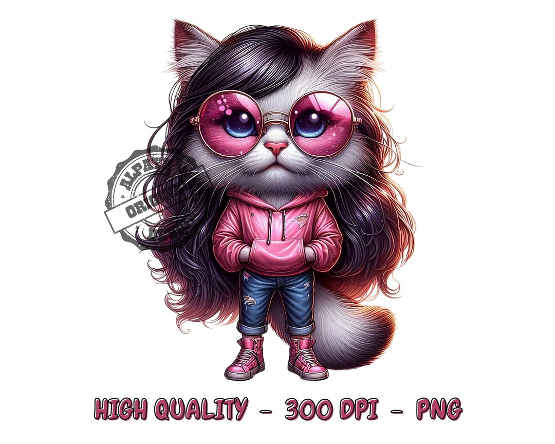 Pink Cat Png Files for Sublimation - Shirt Designs - Cat Shirt Png ...